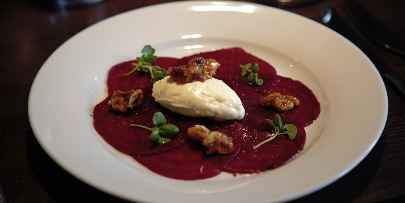 Beetroot carpaccio and goat’s cheese mousse | Audley Villages